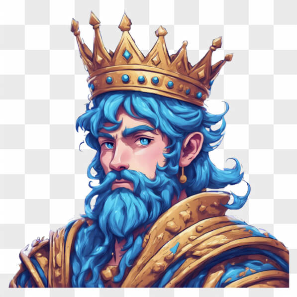 Download Stylized King with Blue Hair Cartoons Online - Creative Fabrica