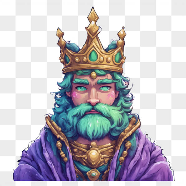 Download Regal Fantasy King with Crown Cartoons Online - Creative Fabrica