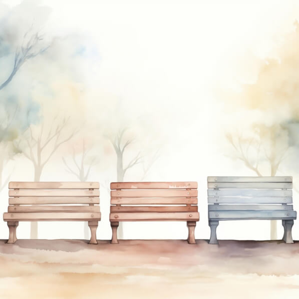 Download Serene Wooden Benches in Misty Landscape Backgrounds Online ...