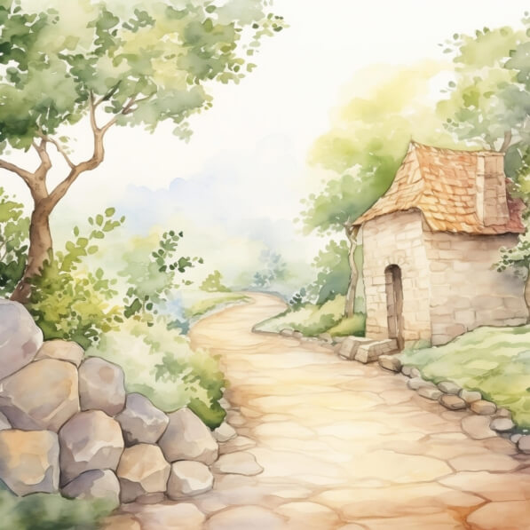 Download Serene Countryside Pathway with Stone Cottage Backgrounds ...