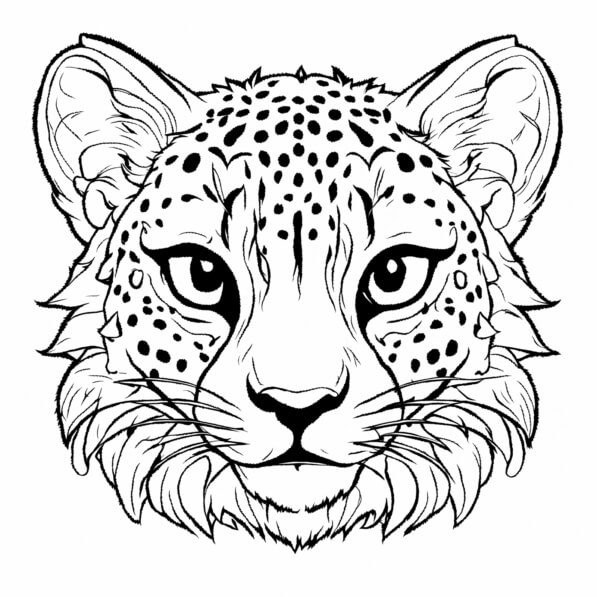 Download Luipaard Gezicht Lijntekening Kleurplaten online op Creative ...