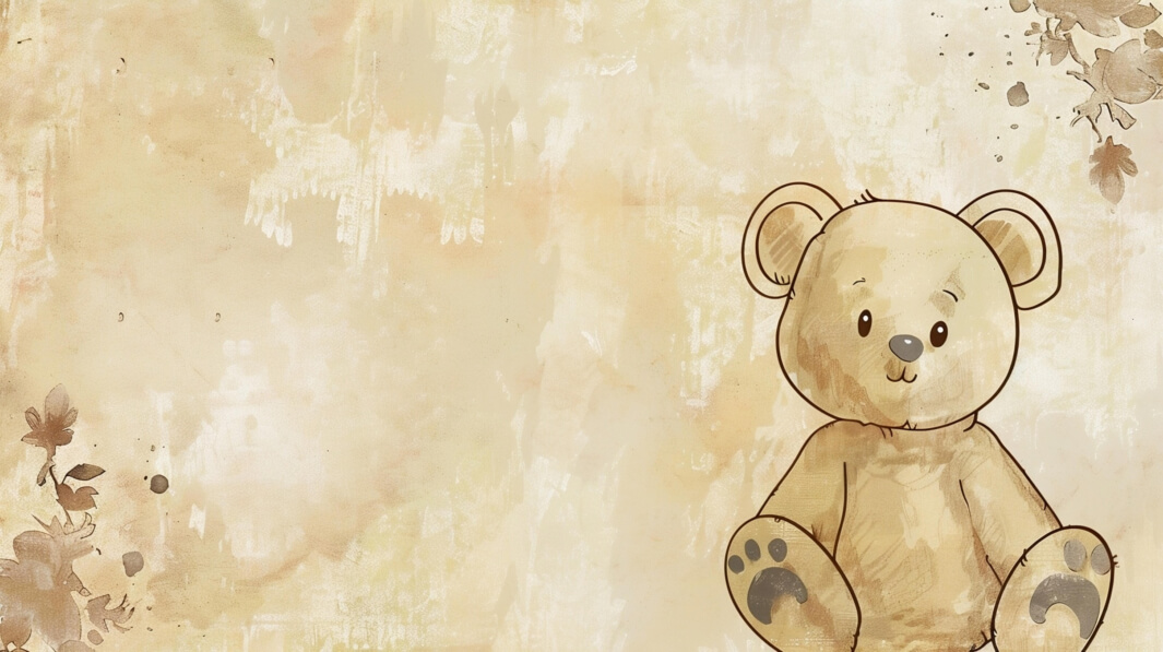 Download Cute Hand-Drawn Teddy Bear with Floral Background Backgrounds ...