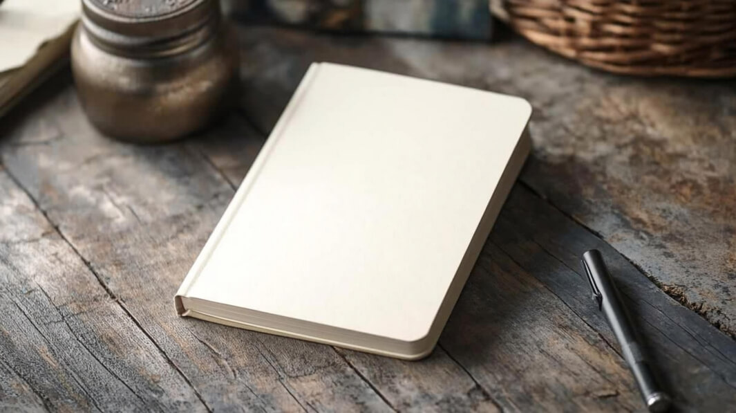 Download Minimalist Notebook on Wooden Table Mockups Online - Creative ...