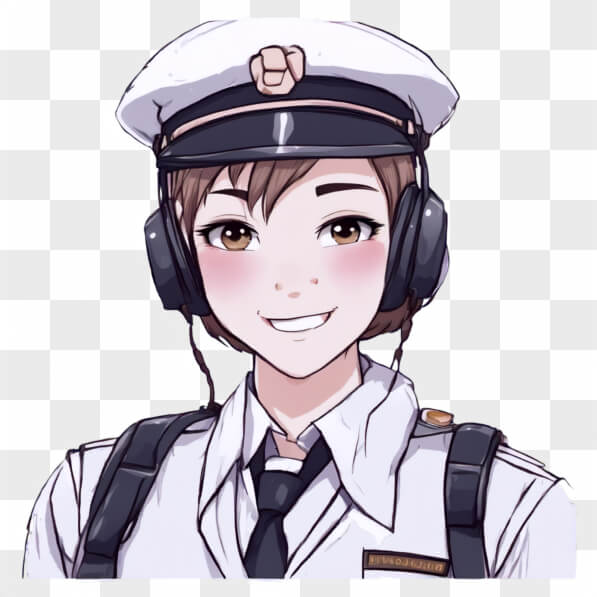 Descarga Personaje de anime amigable en uniforme con auriculares ...