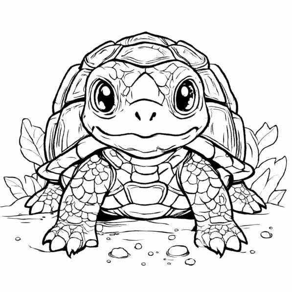 Download Cartoon Tortoise in Natural Setting for Coloring Coloring ...