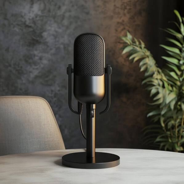 Descarga Micrófono negro moderno sobre la mesa Mockups En Línea ...