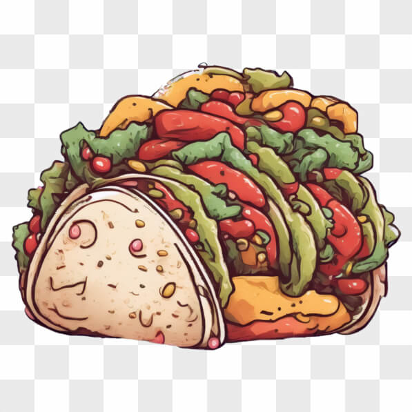 Download Kleurvolle Taco met Verse Groenten Cartoons online op Creative ...