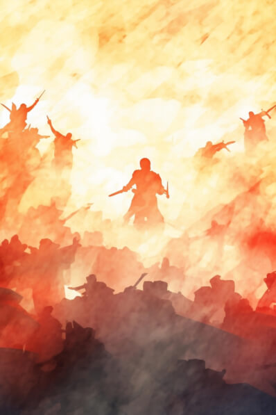 Download Warriors in Battle Against a Fiery Backdrop Backgrounds Online ...