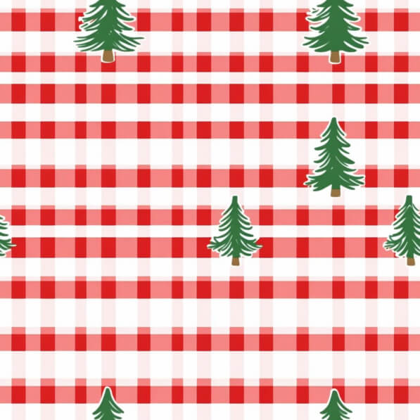 Download Festive Red and White Checkered Pattern with Christmas Trees ...