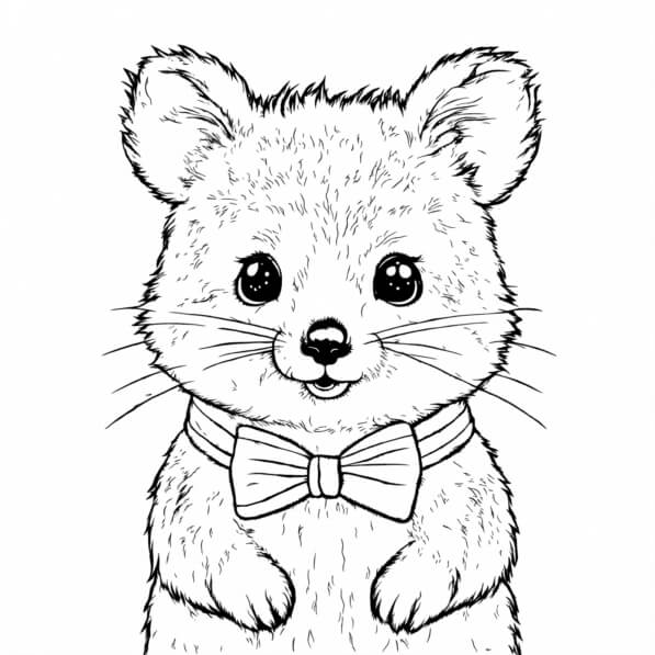 Download Cute Cartoon Animal with Bow Tie Coloring pages Online ...