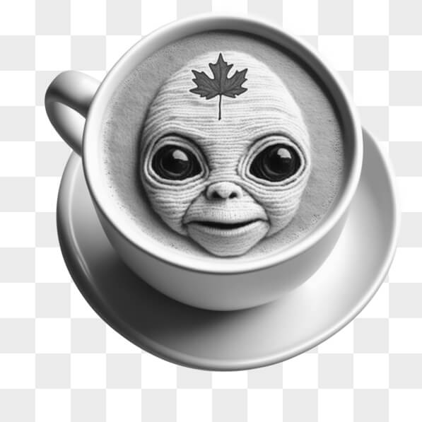 Download Alien Coffee Art with Maple Leaf Sketches Online - Creative ...