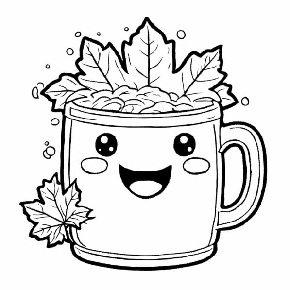 Download Cheerful Mug with Leaves and Bubbles Coloring pages Online ...