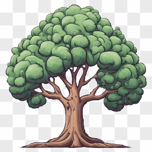 Download Stylized Green Tree with Thick Trunk Cartoons Online ...