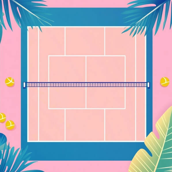 Download Stylized Tennis Court with Tropical Elements Backgrounds ...