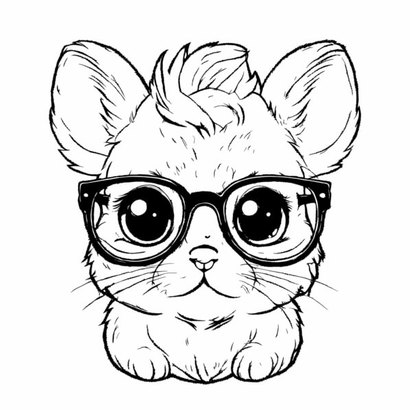 Download Cute Cartoon Animal with Glasses Coloring pages Online ...