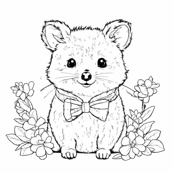 Download Cute Cartoon Animal with Flowers Coloring pages Online ...