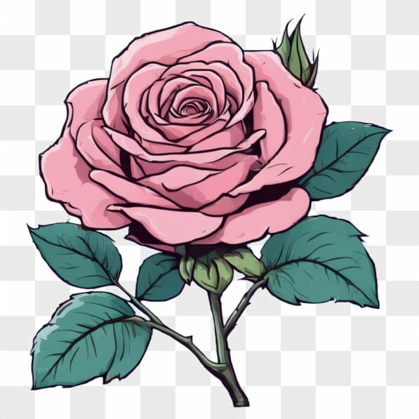 Download Illustration of a Pink Rose Cartoons Online - Creative Fabrica