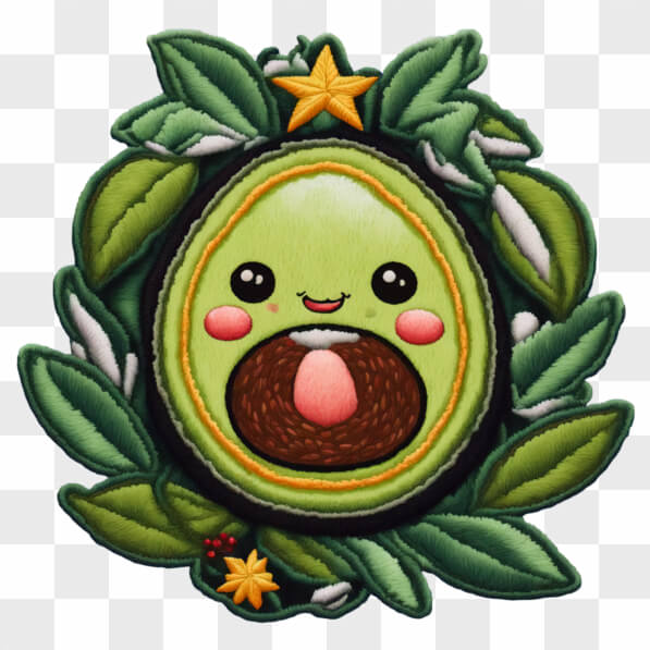 Scarica Patch ricamato di avocado sorridente kawaii con foglie e stella Kawaii Online - Creative ...