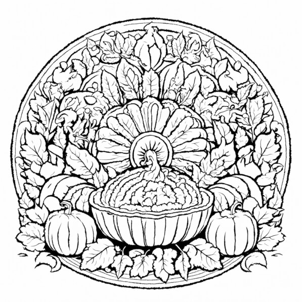 Descarga Ilustración intrincada de calabazas y follaje Páginas para ...