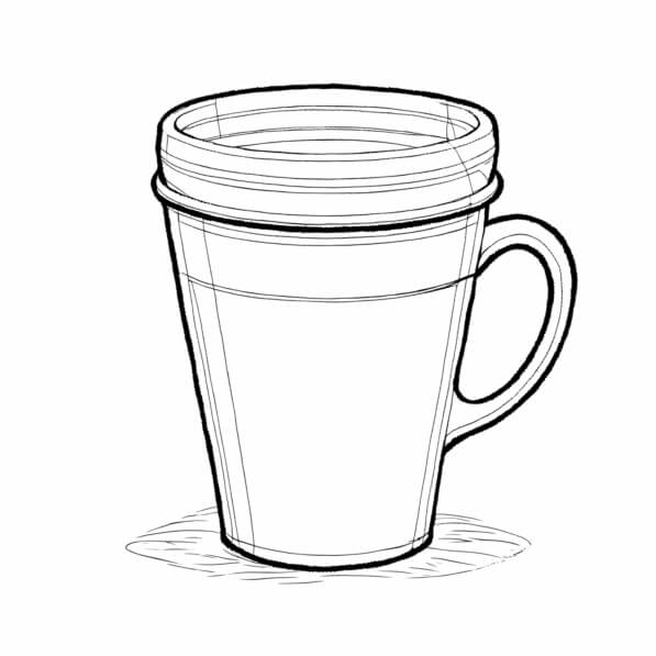 Download Line Drawing of a Cup Coloring pages Online - Creative Fabrica