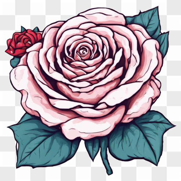 Download Illustrated Pink and Red Roses with Green Leaves Cartoons ...