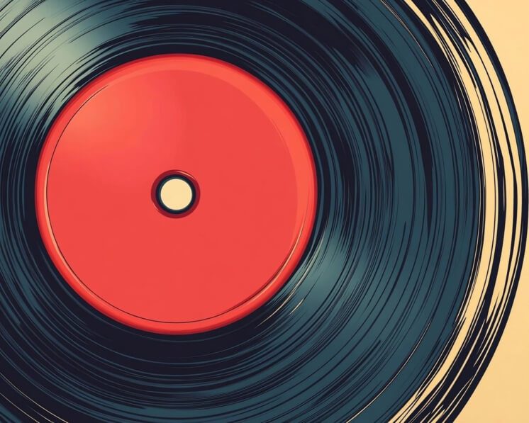 Télécharger Gros plan d'un disque vinyle avec une étiquette rouge ...