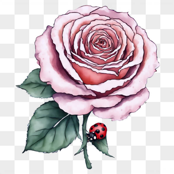 Download Illustrated Rose with Ladybug Cartoons Online - Creative Fabrica