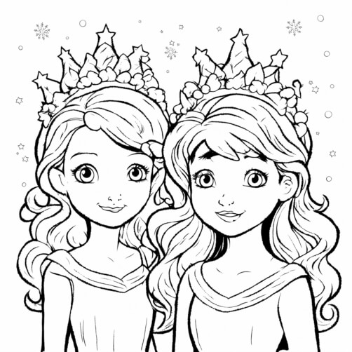 Download Two Princesses Coloring at a Stained Glass Window Coloring ...