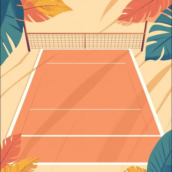 Download Stylized Tennis Court Surrounded by Tropical Leaves ...