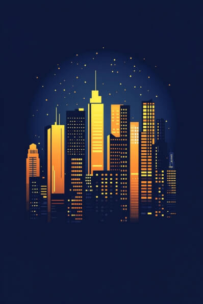 Download Stylized Night City Skyline Backgrounds Online - Creative Fabrica