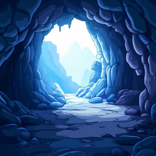 Baixe Entrada da Caverna com Luz Azul Suave Backgrounds - Creative Fabrica