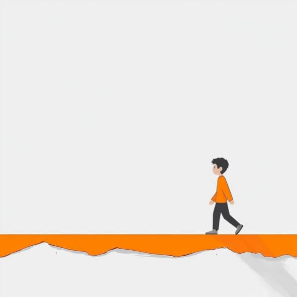 Download Stylized Illustration of a Boy Walking on an Orange Pathway ...