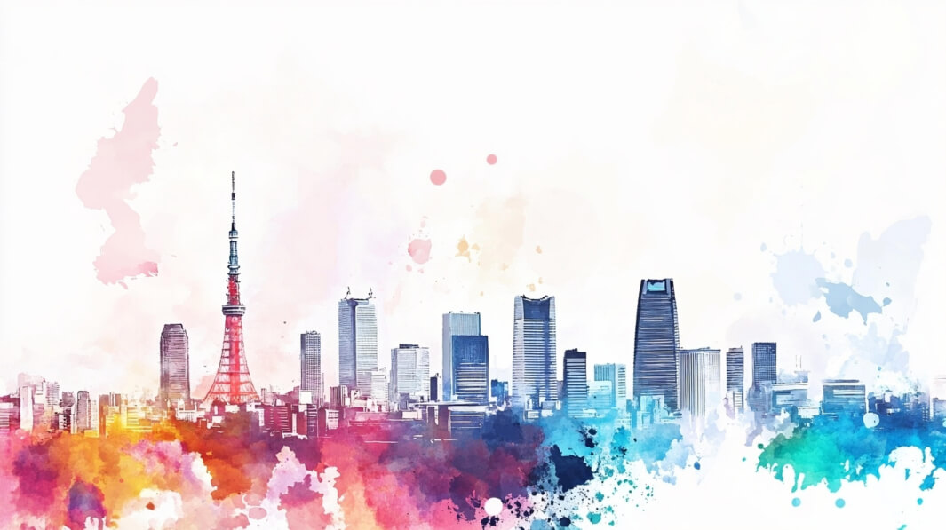 Download Watercolor Skyline of Tokyo, Japan Backgrounds Online ...