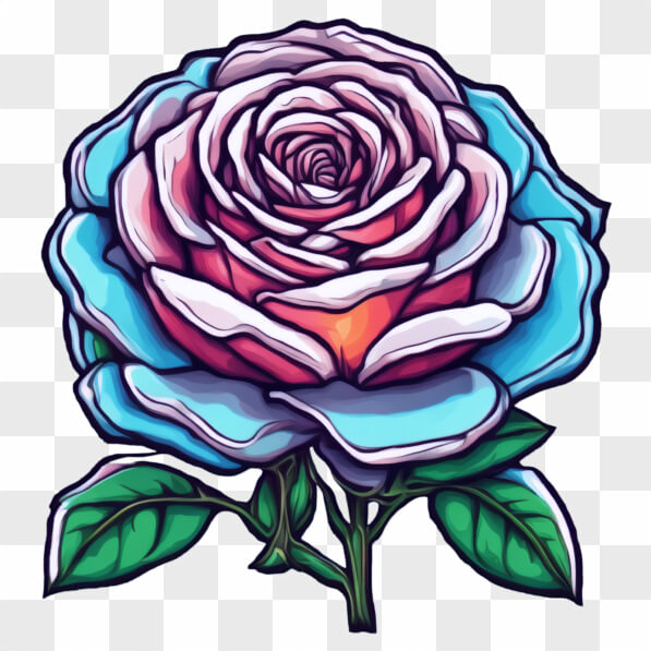 Download Stylized Rose with Blue and Pink Petals Cartoons Online ...