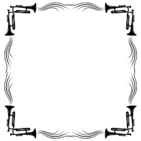 Download Musical Decorative Border with Trumpets Frames Online ...