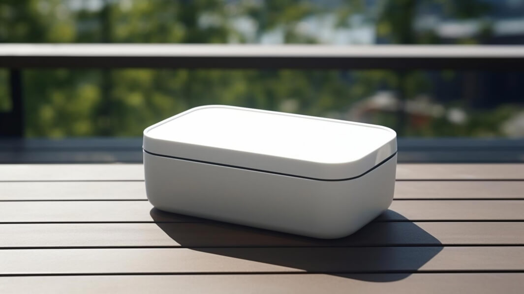 Download Moderne Witte Container op Houten Tafel Mockups online op ...