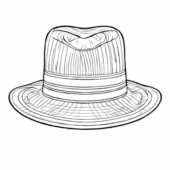 Download Stylized Wide-Brimmed Hat Coloring pages Online - Creative Fabrica
