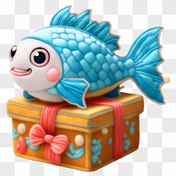 Download Kawaii Fish on a Gift Box Kawaii Online - Creative Fabrica