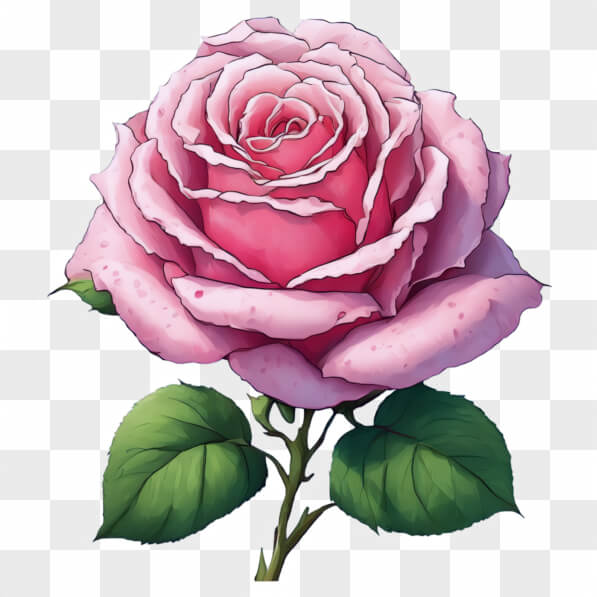 Descarga Rosa Rosa con Hojas Verdes Cartoons En Línea - Creative Fabrica