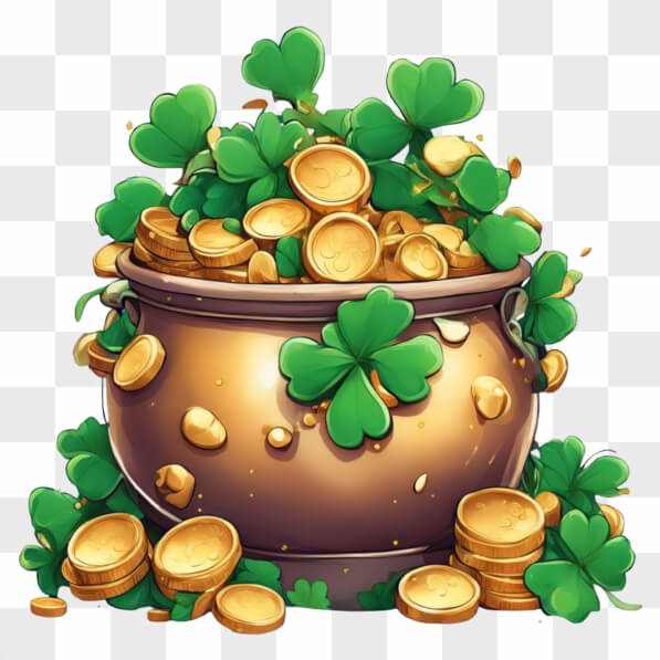Download Pot of Gold with Shamrocks Cartoons Online - Creative Fabrica
