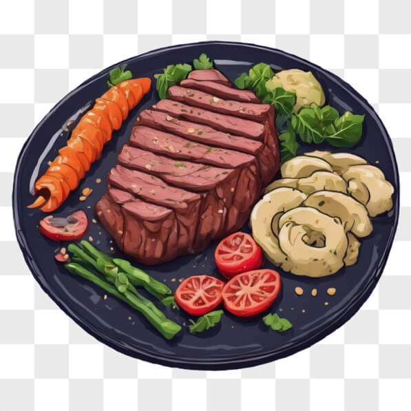 Download Deliciously Plated Steak Dinner Cartoons Online - Creative Fabrica