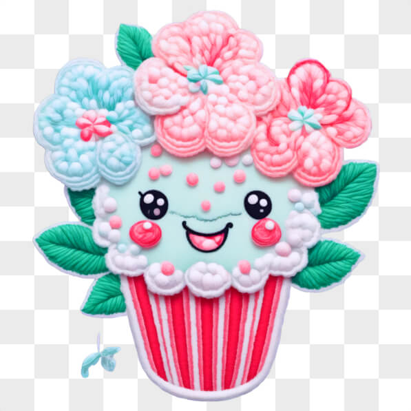 Télécharger Personnage de cupcake kawaii avec des fleurs Kawaii En ...