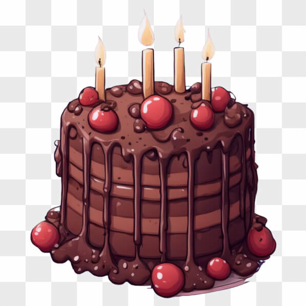 Download Chocolate Cake with Candles and Cherries Cartoons Online ...