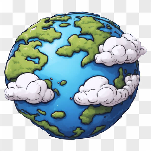 Download Stylized Earth with Clouds Cartoons Online - Creative Fabrica