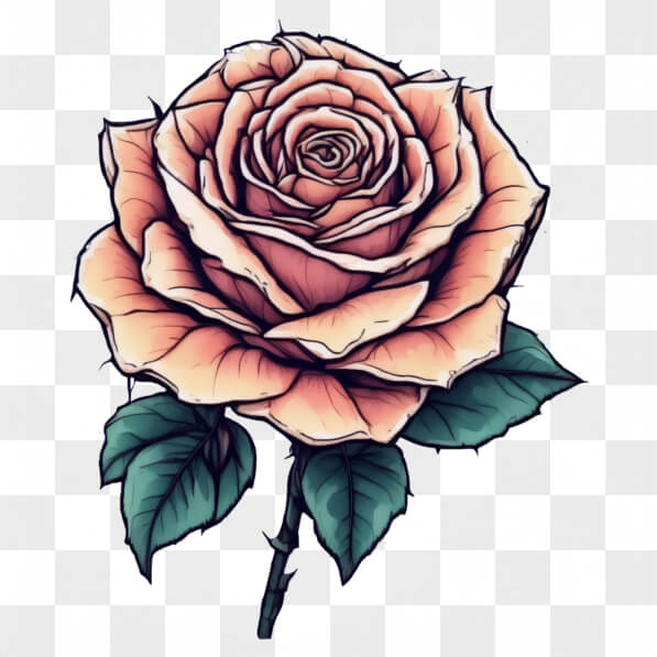 Download Illustrated Rose in Peach and Pink Cartoons Online - Creative ...