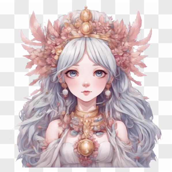 Download Ethereal Female Character with Floral Headdress Cartoons ...