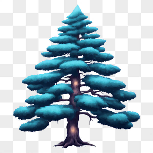 Download Stylized Evergreen Tree with Turquoise Foliage Cartoons Online ...