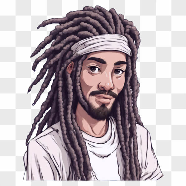 Baixe Retrato de um Homem com Dreadlocks Cartoons - Creative Fabrica