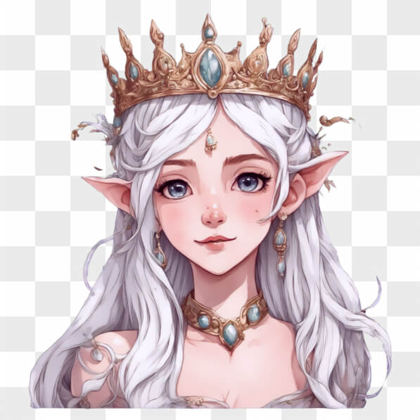 Download Elf Princess with Golden Crown Cartoons Online - Creative Fabrica