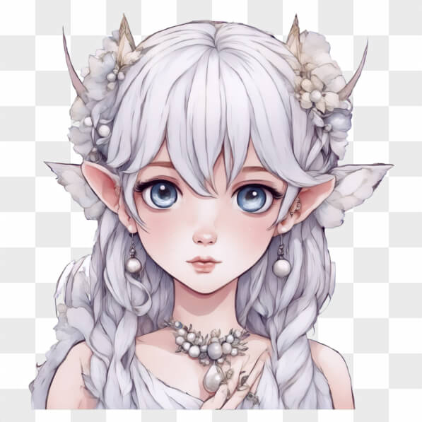 Download Ethereal Character with White Hair and Blue Eyes Cartoons ...